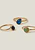 Accessorize 3-Pack Gem Stone Rings | Curvissa