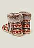Accessorize Brights Multi Fair Isle Faux Fur Boot Slippers | Curvissa
