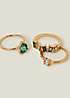 Accessorize Green Pack of 3 Gemstone Rings | Curvissa