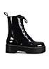 Linzi Hunter Black High Shine Faux Leather Chunky Military Boots | Curvissa