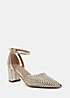 Novo Wide-Fit Imelda Weave Two Part Block Heel Court Shoes | Curvissa