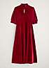 Seasalt Cornwall Red Four Lanes Velvet Empire Line Midi Dress | Curvissa