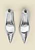 Sosandar Leather Curved Heel Court Shoes | Curvissa