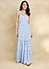 Together Blue Shell Print Tiered Maxi Dress | Curvissa