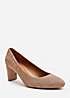 Where’s That From Livia Camel Suede Mid-Block Heel Court Shoes | Curvissa